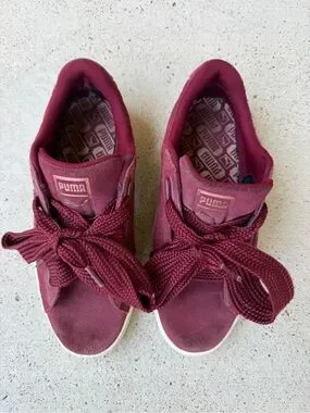 Puma | Shoes | Puma Suede Heart Quilted Burgundy Ribbon Lace Sneakers ...